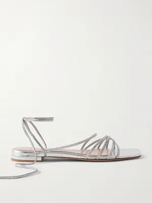 GIANVITO ROSSI Crystal-embellished Leather Sandals - Silver