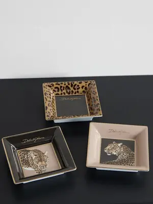 Dolce & Gabbana Set Of Three Printed Porcelain Decorative Plates - Animal Print