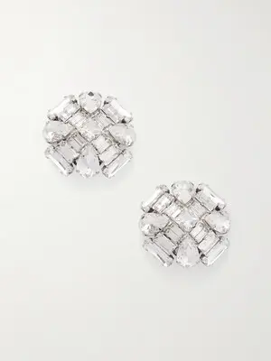 Alessandra Rich Tone Crystal Clip Earrings - Silver
