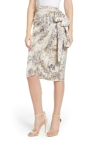 J.O.A. Snakeskin Print Wrap Skirt
