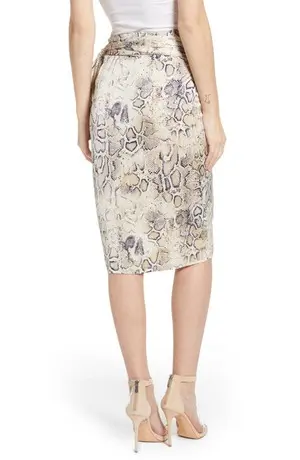 J.O.A. Snakeskin Print Wrap Skirt