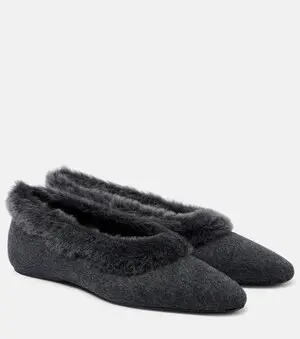 TOTEME Shearling-lined Ballet Flats - Grey