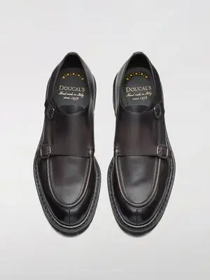 DOUCAL'S Brogue Shoes With Buckle Detailing - Graphite