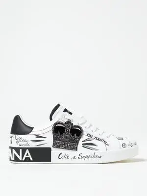 Dolce & Gabbana Embellished Crown Sneakers - White
