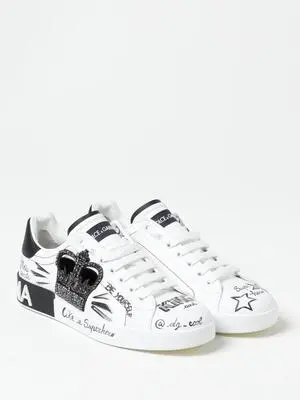 Dolce & Gabbana Embellished Crown Sneakers - White