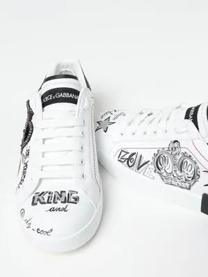 Dolce & Gabbana Embellished Crown Sneakers - White