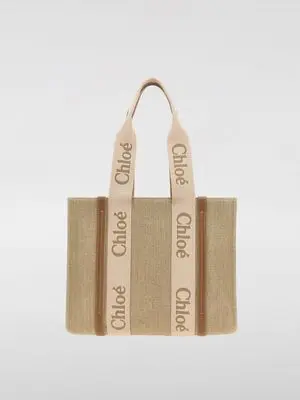 Chloé Vertical Logo Tote Bag - Camel