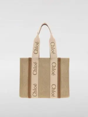Chloé Vertical Logo Tote Bag - Camel
