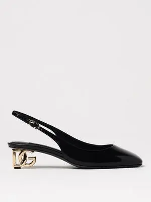 Dolce & Gabbana Slingback Pumps With Logo Heel Detail - Black