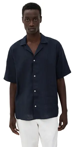 ANCORA The Resort Linen Shirt - Navy
