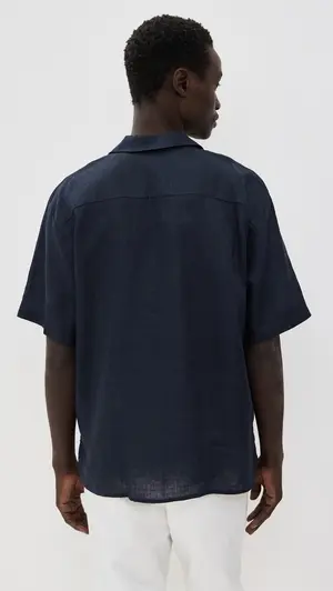 ANCORA The Resort Linen Shirt - Navy