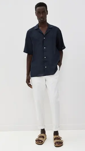 ANCORA The Resort Linen Shirt - Navy