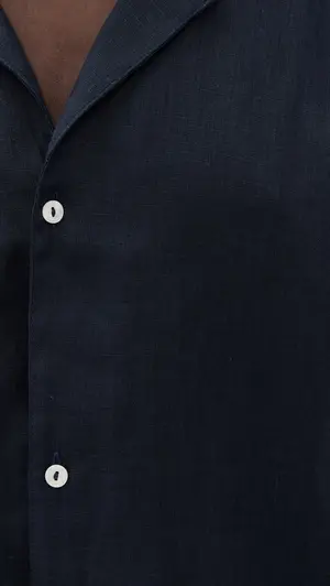 ANCORA The Resort Linen Shirt - Navy