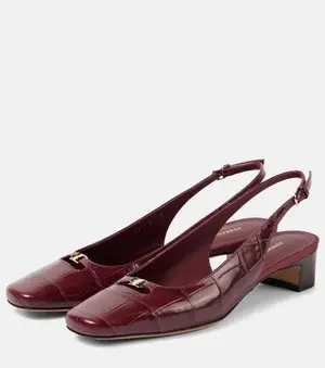 FERRAGAMO Croc-effect Leather Slingback Pumps
