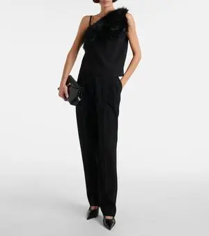 TOTEME One-shoulder Shearling-trimmed Top