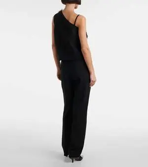 TOTEME One-shoulder Shearling-trimmed Top