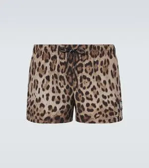 Dolce & Gabbana Leopard-print Swim Trunks - Brown