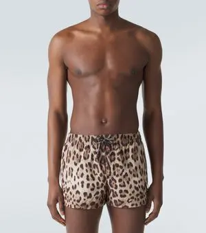 Dolce & Gabbana Leopard-print Swim Trunks - Brown