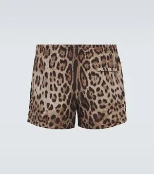 Dolce & Gabbana Leopard-print Swim Trunks - Brown