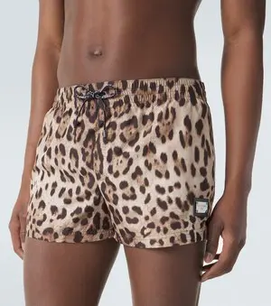 Dolce & Gabbana Leopard-print Swim Trunks - Brown