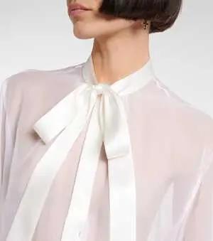 Dolce & Gabbana Bow-detail Silk Chiffon Shirt