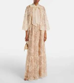 SELF-PORTRAIT Embroidered Caped Gown
