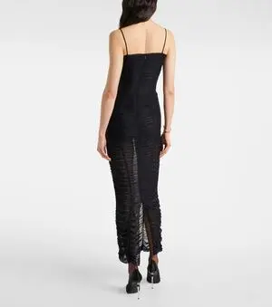 Dolce & Gabbana Sheer Draped Tulle Midi Dress