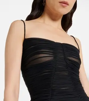 Dolce & Gabbana Sheer Draped Tulle Midi Dress
