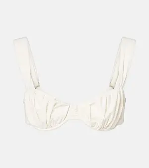 Faithfull The Brand Emily Ruched Bikini Top - White