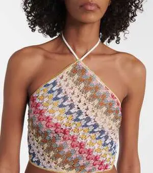 Missoni Zigzag Halterneck Lamé Crop Top