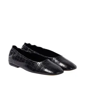 Dries Van Noten Croc-effect Leather Ballet Flats - Black
