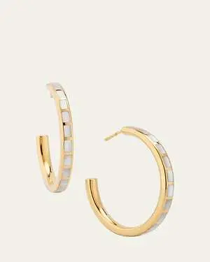 JAN LESLIE Dash Gemstone Hoop Earrings - Mop