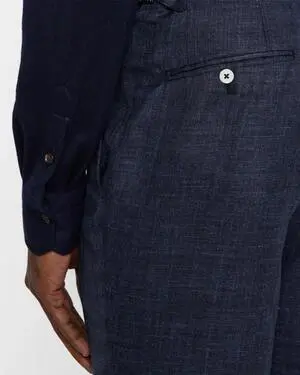 Isaia Twill Regular Fit Trousers - Navy