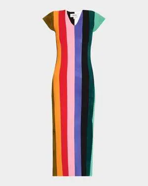 christopher john rogers rainbow striped ribbed midi dress Shop the Best New Christopher John Rogers Clothes