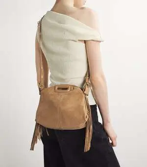 Maje Mini Suede Miss M Shoulder Bag - Brown