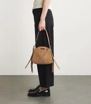 Maje Mini Suede Miss M Shoulder Bag - Brown