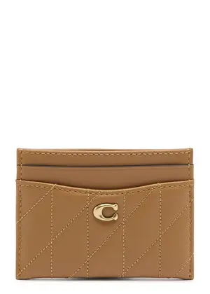 COACH Pillow Quilted Leather Card Holder - Caramel