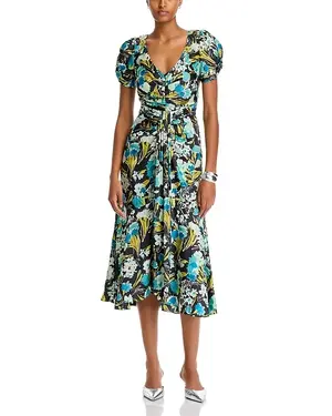 Cinq À Sept Tossed Floral Walker Dress - Obsidian Multi