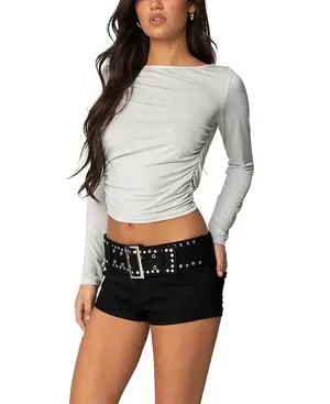 EDIKTED Kristy Open Cowl Back Top - Light Gray