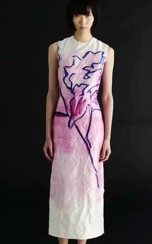 Erdem Crinkled Satin Midi Dress - Light Pink