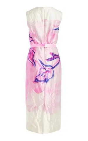 Erdem Crinkled Satin Midi Dress - Light Pink