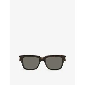 Saint Laurent Rectangle-frame Acetate Sunglasses - Brown