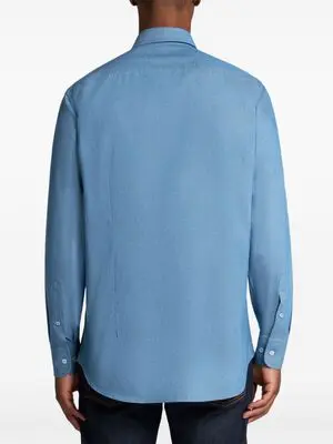 Etro Pegaso-motif Cotton Shirt - Blue