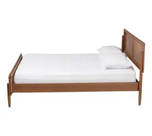BAXTON STUDIO Gardwin Ash Walnut Wood King Plat Form Bed