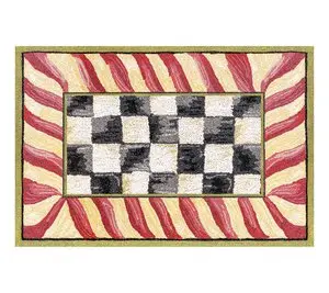 MACKENZIE-CHILDS Courtly Check Red & Gold 2' X Washable Rug - One-color