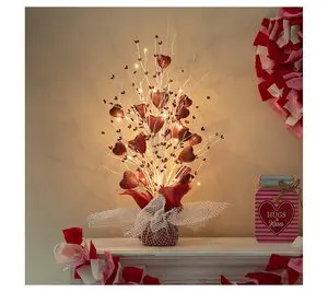 GLITZHOME 21'h Lighted Valentine's Heart Table Ree