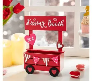 GLITZHOME 10'h Valentine's Wooden Kissing Booth Table Decor - One-color