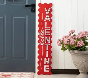 GLITZHOME 39.25'h Valentine's Wood Hello Valent Ine Porch Decor - One-color