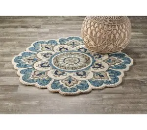 OX BAY TRADING CO. Ox Bay Maria Ivory Floral Medallion Wool Indoor 4' Round Rug - One-color