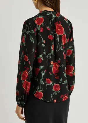 Rixo Moss Floral-print Silk-chiffon Blouse